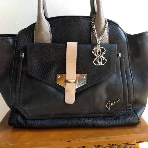 Guess | Bags | Large Black Faux Leather Shoulder Bag | Poshmark